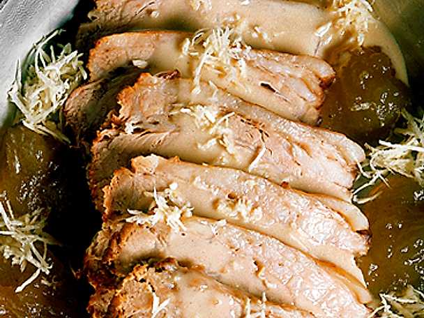 Vinmarinerad skinkstek med äpple och pepparrot | Recept från Köket.se