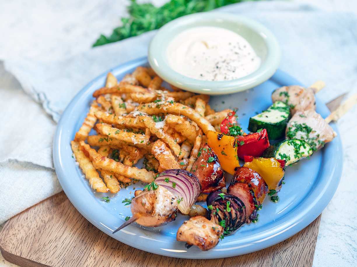 Grillspett med lyxiga pommes | Köket.se