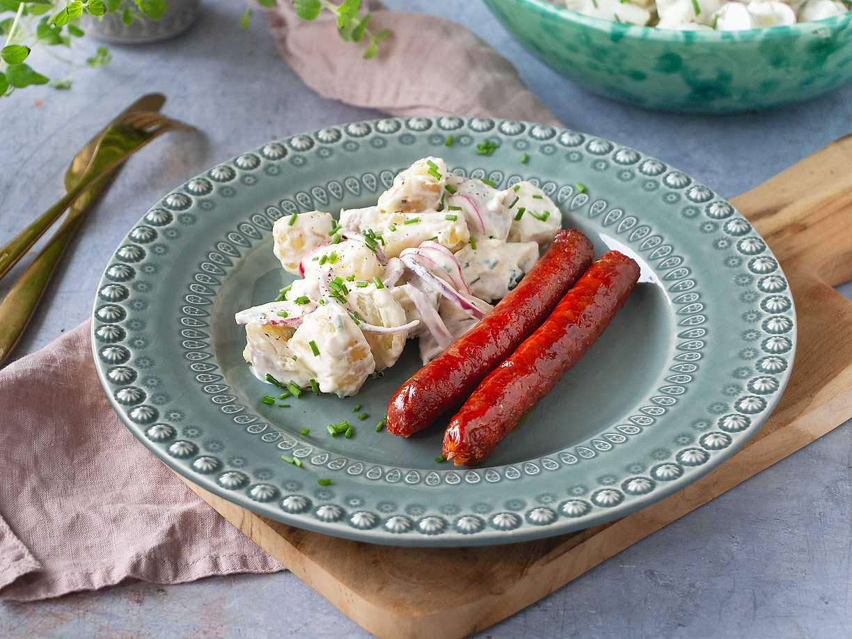 Krämig potatissallad med grillad Chistorra | Köket.se