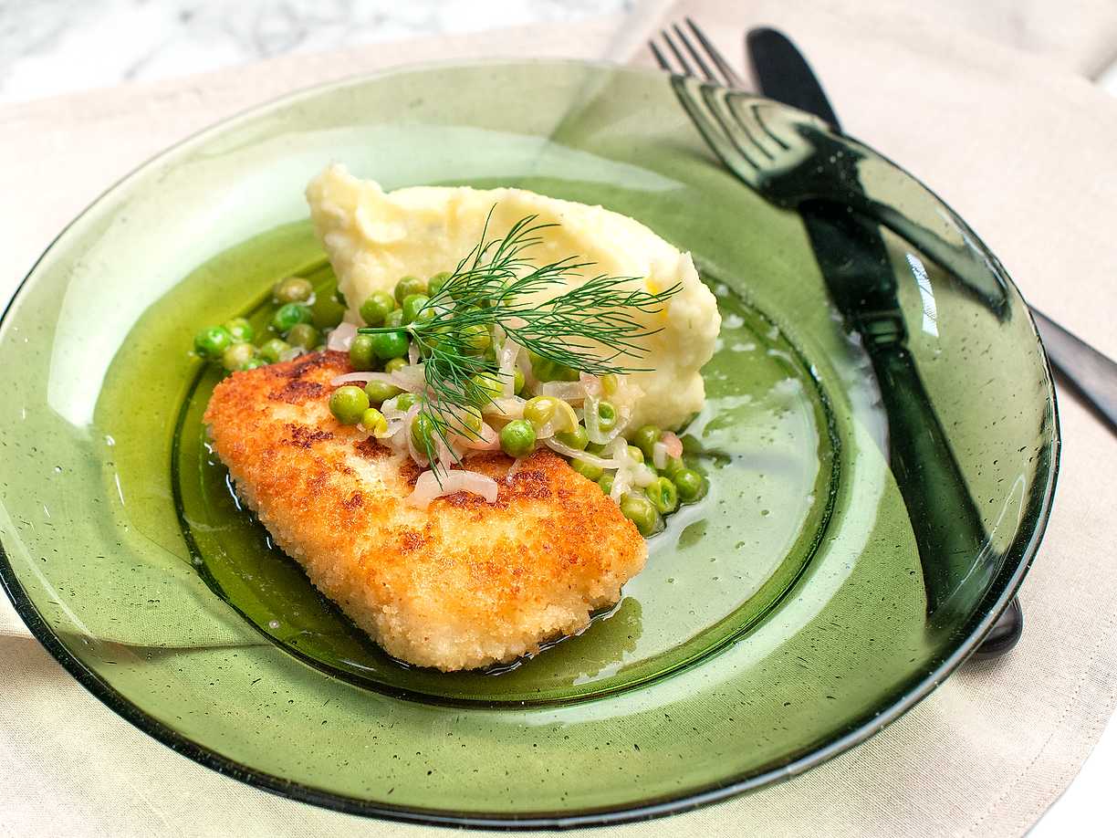 Panerad fisk med citron- och timjanmos | Köket.se