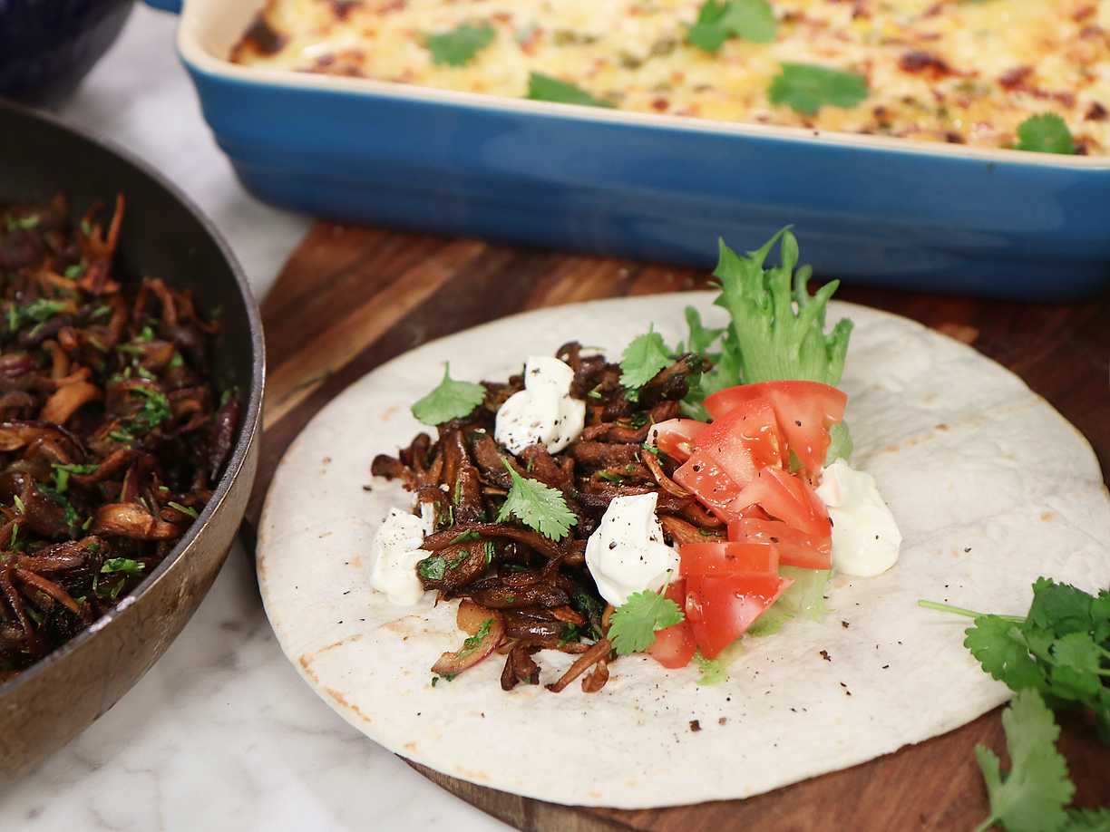 Svamptaco med ostig majsgratäng | Köket.se